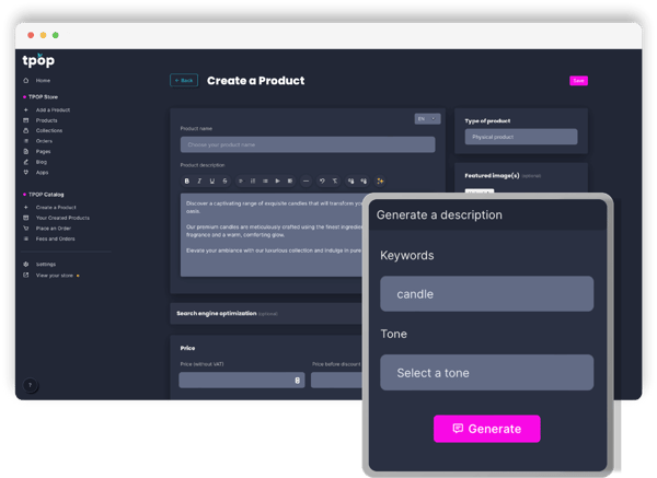 Sell physical or digital products - TPOP